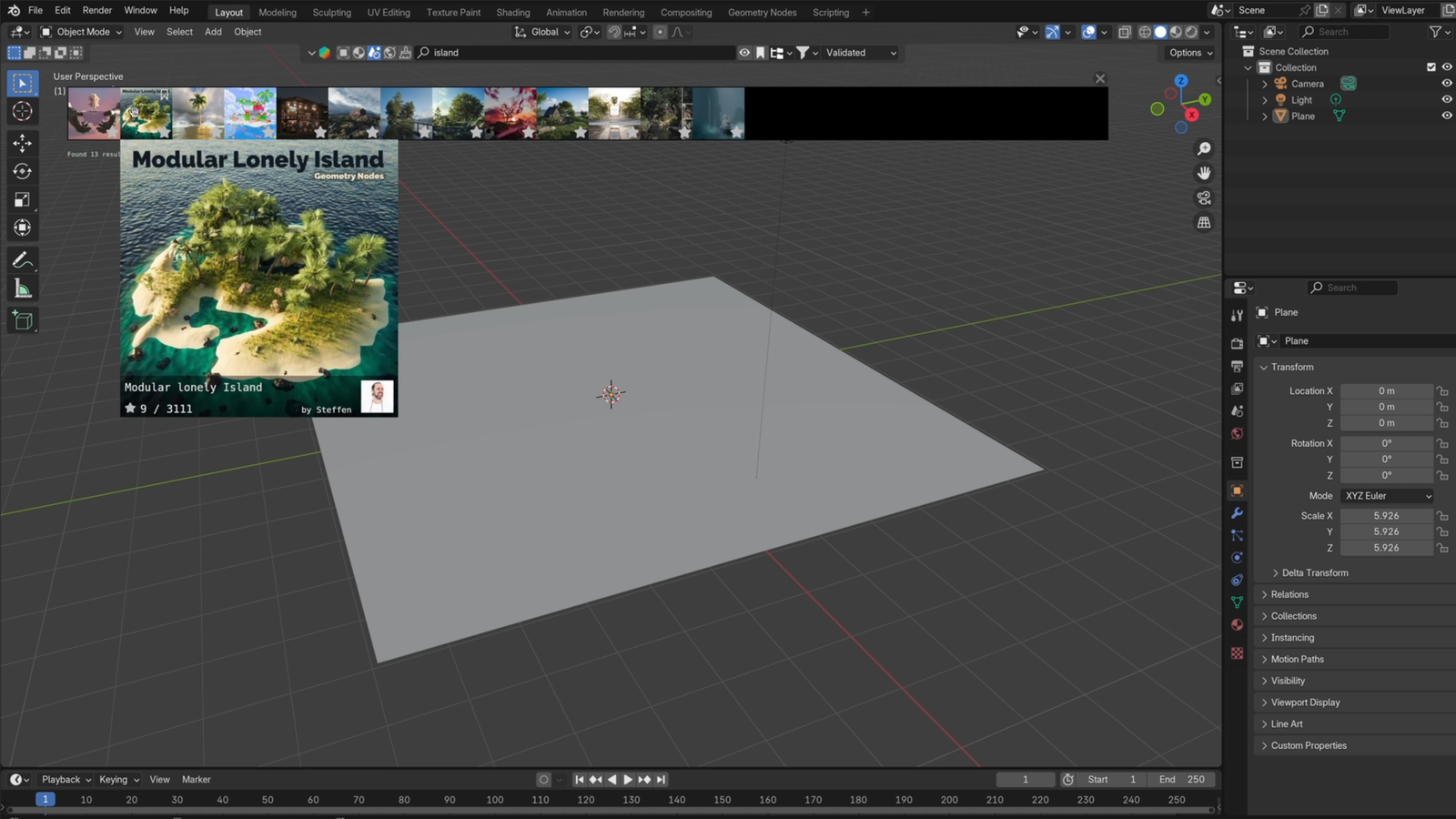 BlenderKit | How to make an island with geometry nodes