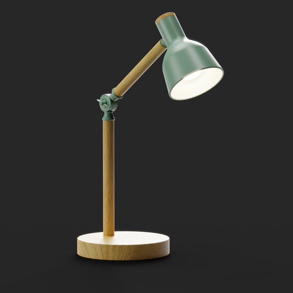 Study Table Lamp Wood Arm | FREE Table Lamps models | BlenderKit
