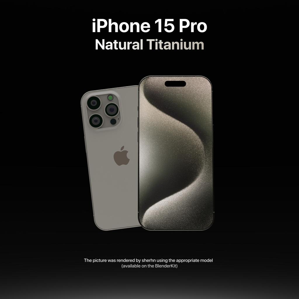Iphone 15 Pro(Natural Titanium) | FREE Smartphones models | BlenderKit
