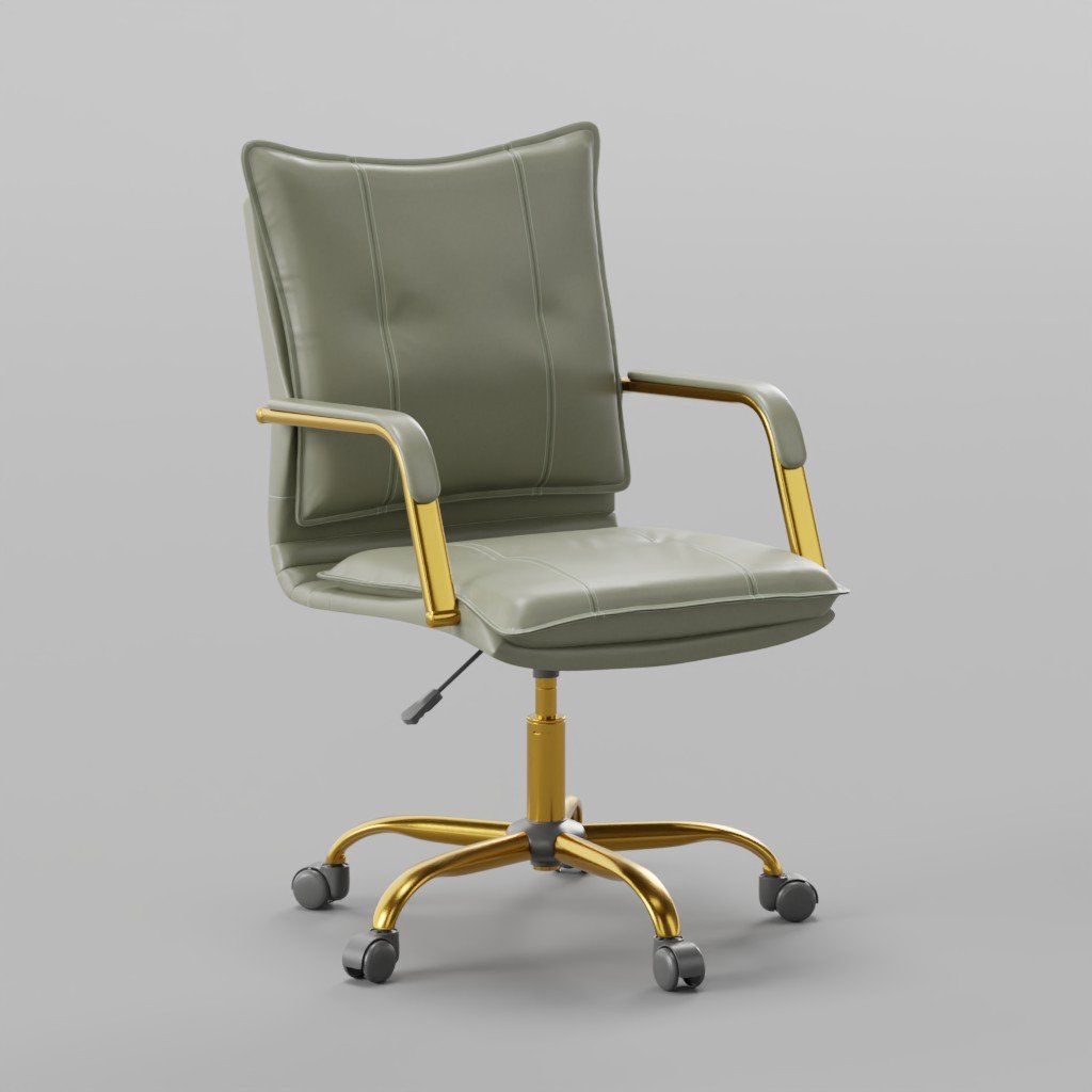 Leather Task Chair with Padded Arms | Desk Chairs models | BlenderKit