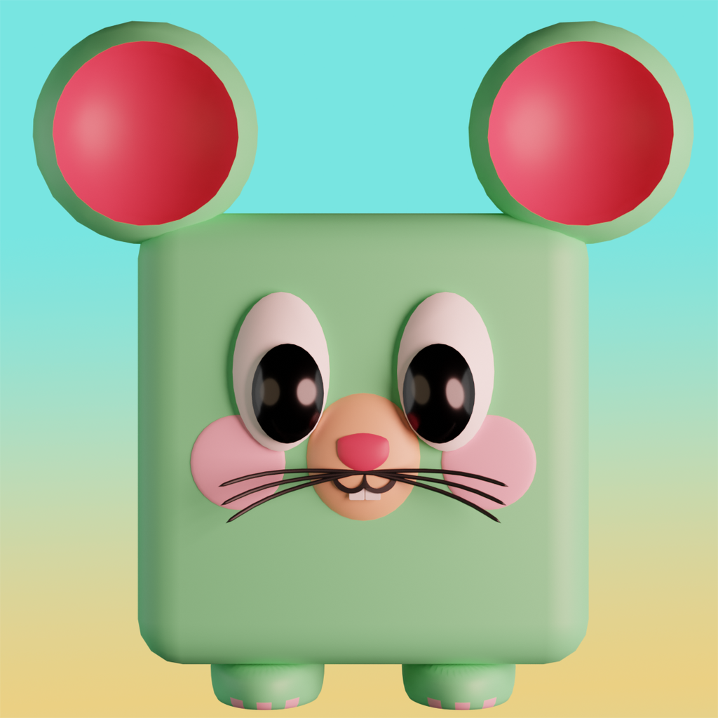 Mouse Green Cube | Mammals models | BlenderKit