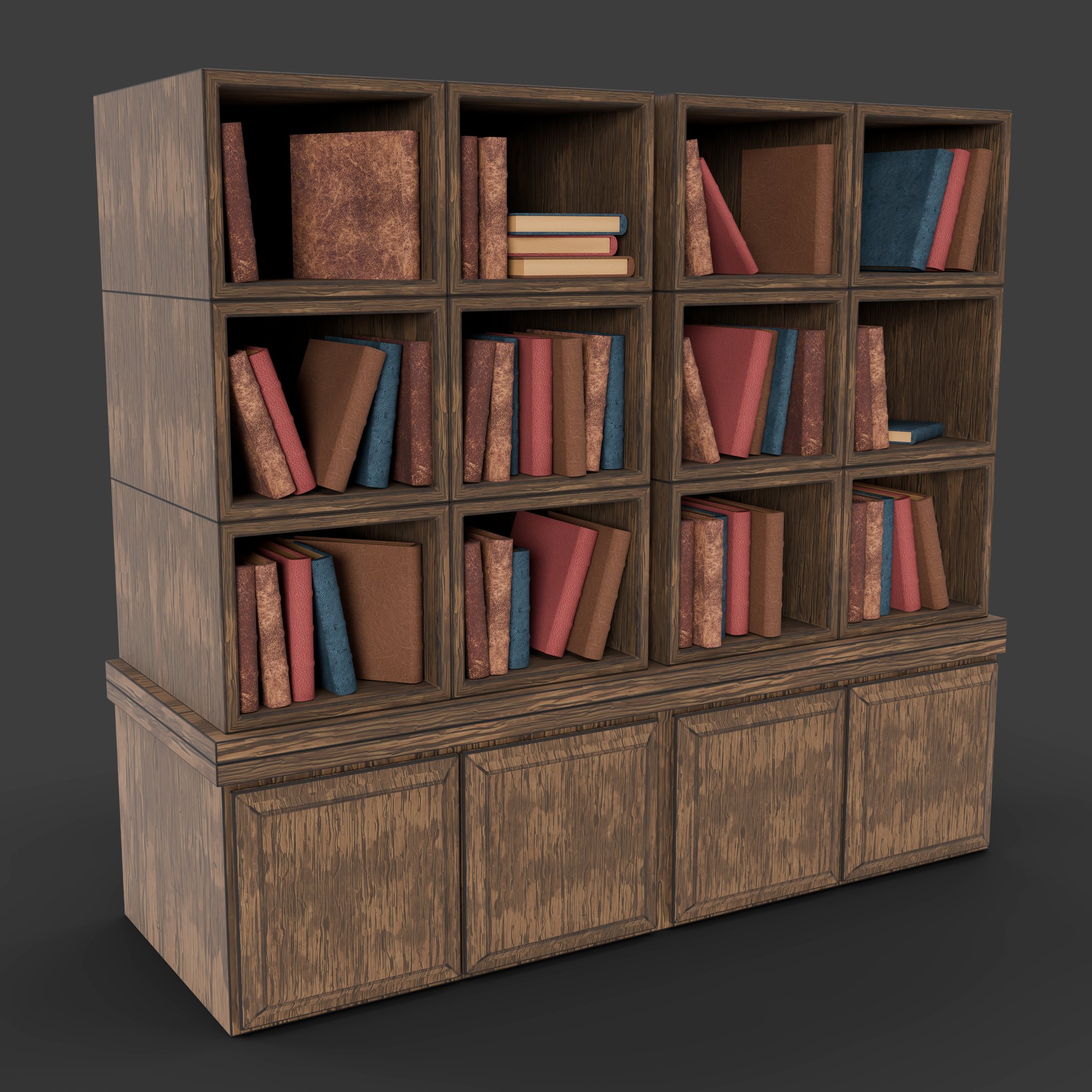 Wooden bookcase | Bookcases models | BlenderKit