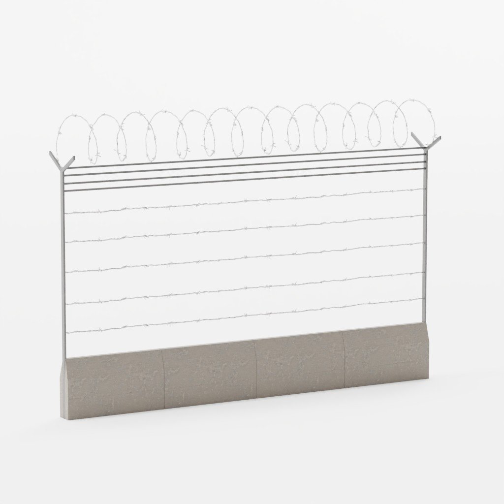 Barb Wire Metal Fence | FREE Fences models | BlenderKit