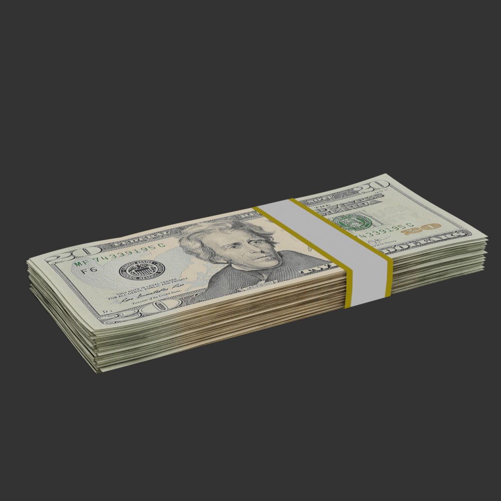20 Dollar bills | FREE Money models | BlenderKit