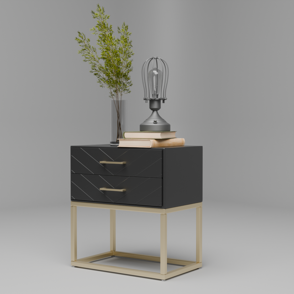 Modern Black Nightstand with Lamp | Decoration Sets models | BlenderKit
