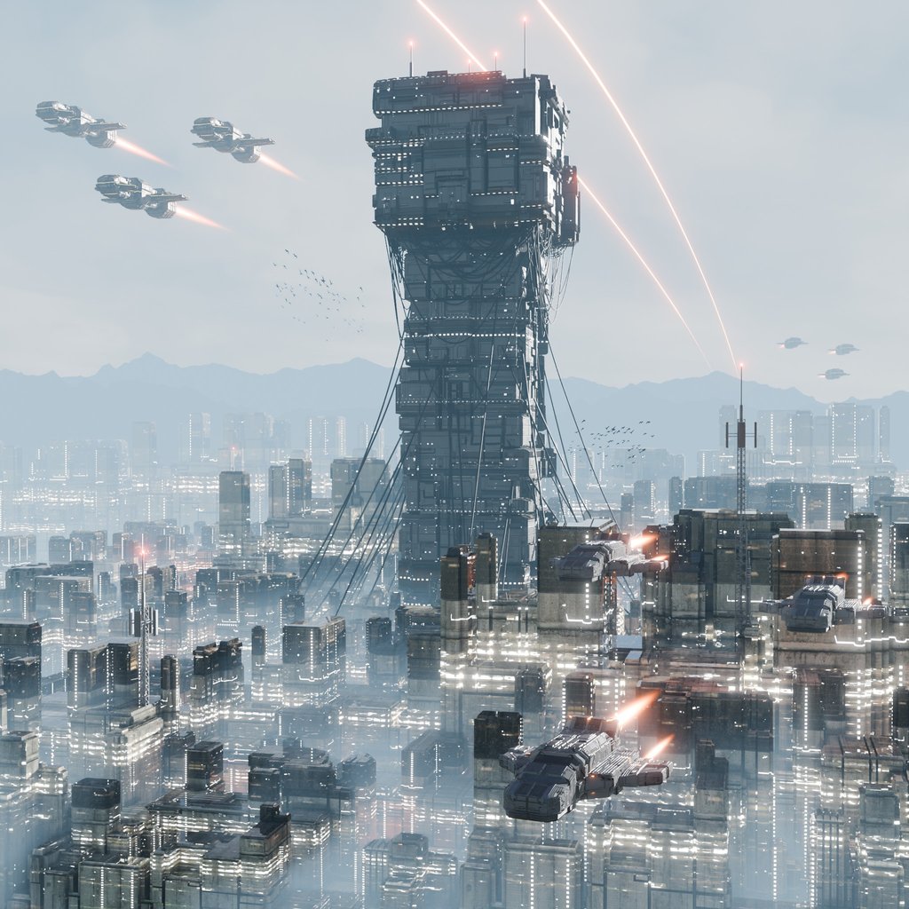 BlenderKit | Download the Futuristic Cityscape View scene