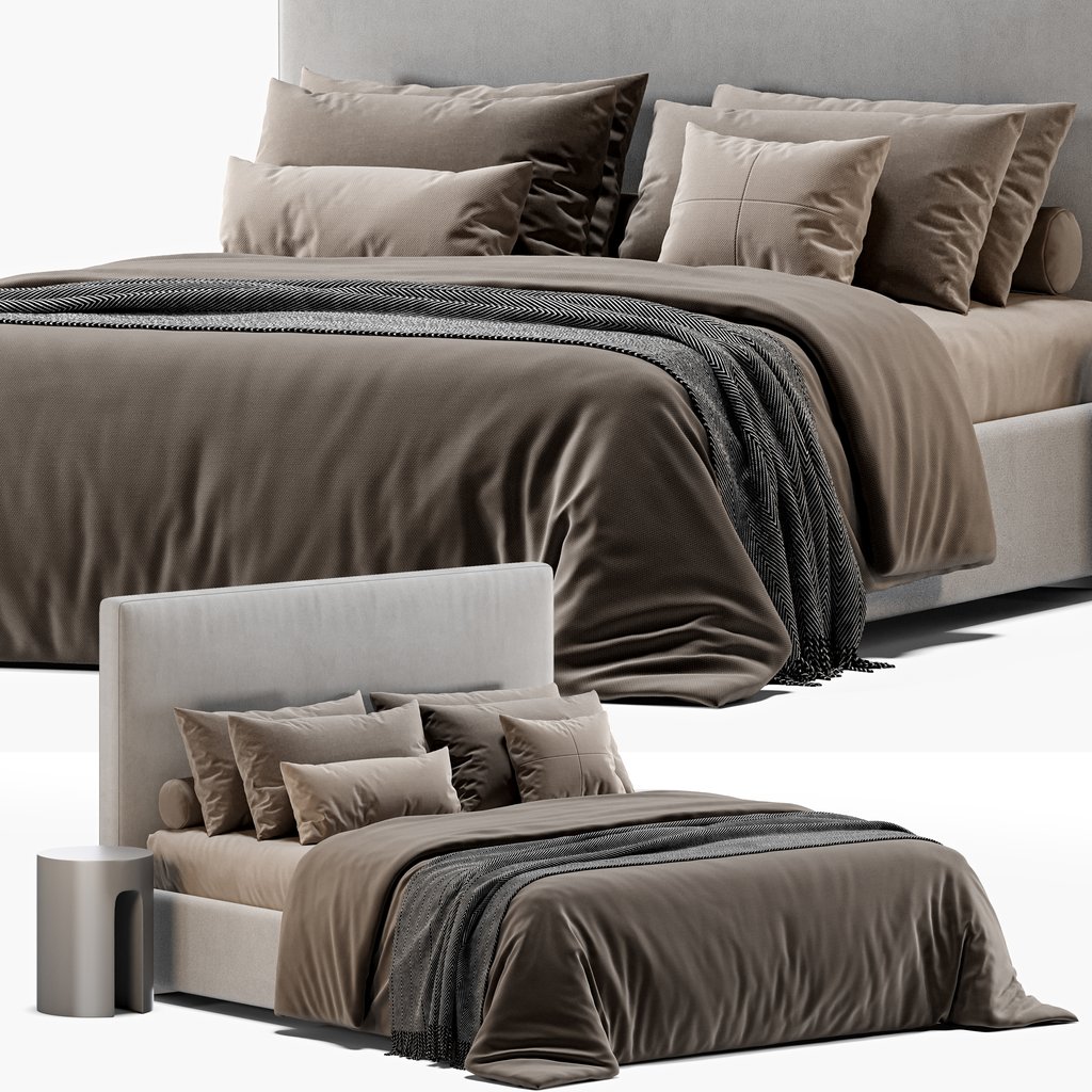 Bed Meridiani Stone Plus | Beds models | BlenderKit