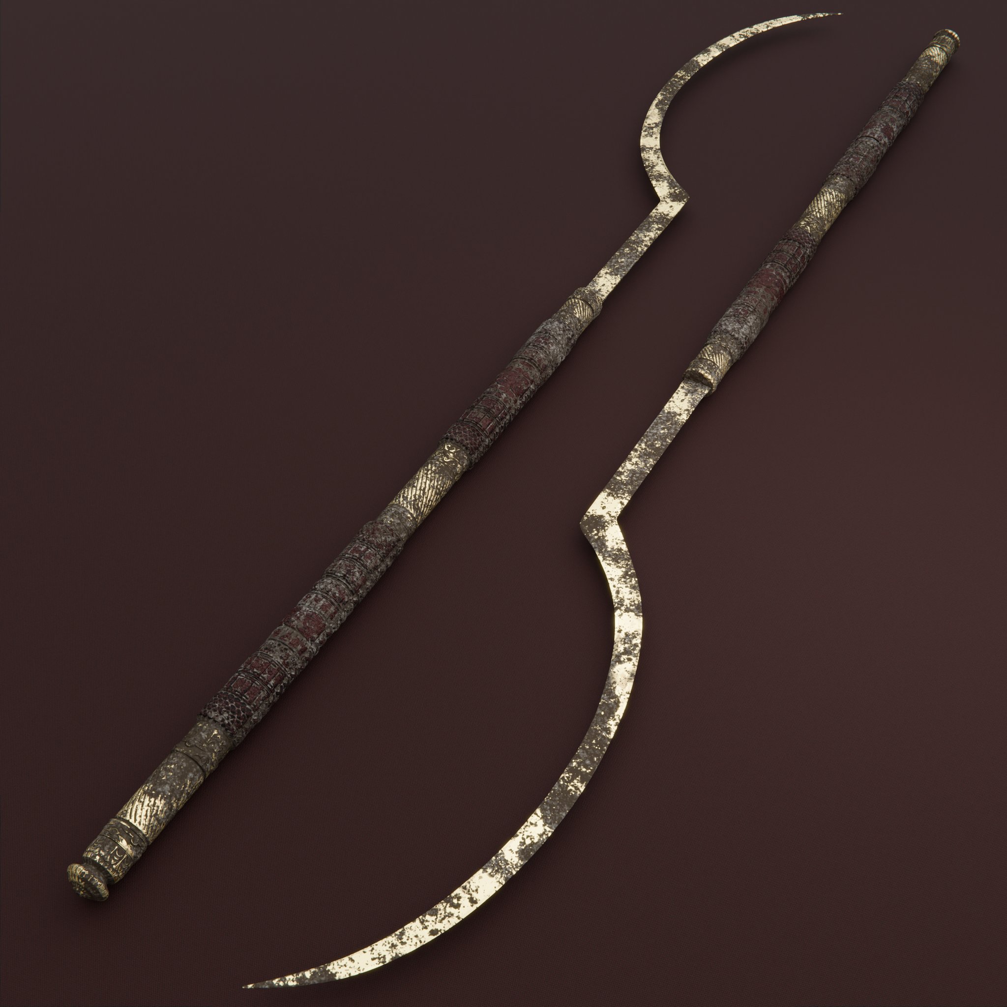 Gold Ceremonial Polearm Dirty | FREE Weapons & Armors models | BlenderKit