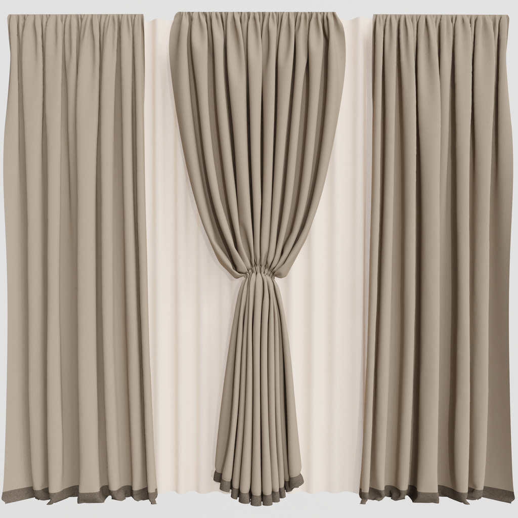Silk and Cotton Curtain Set | Curtains models | BlenderKit
