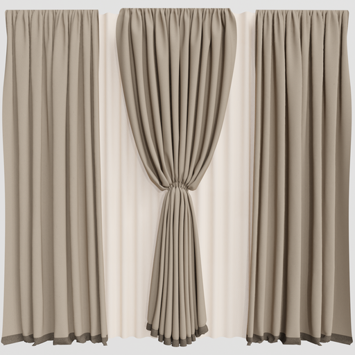 Silk and Cotton Curtain Set | Curtains models | BlenderKit