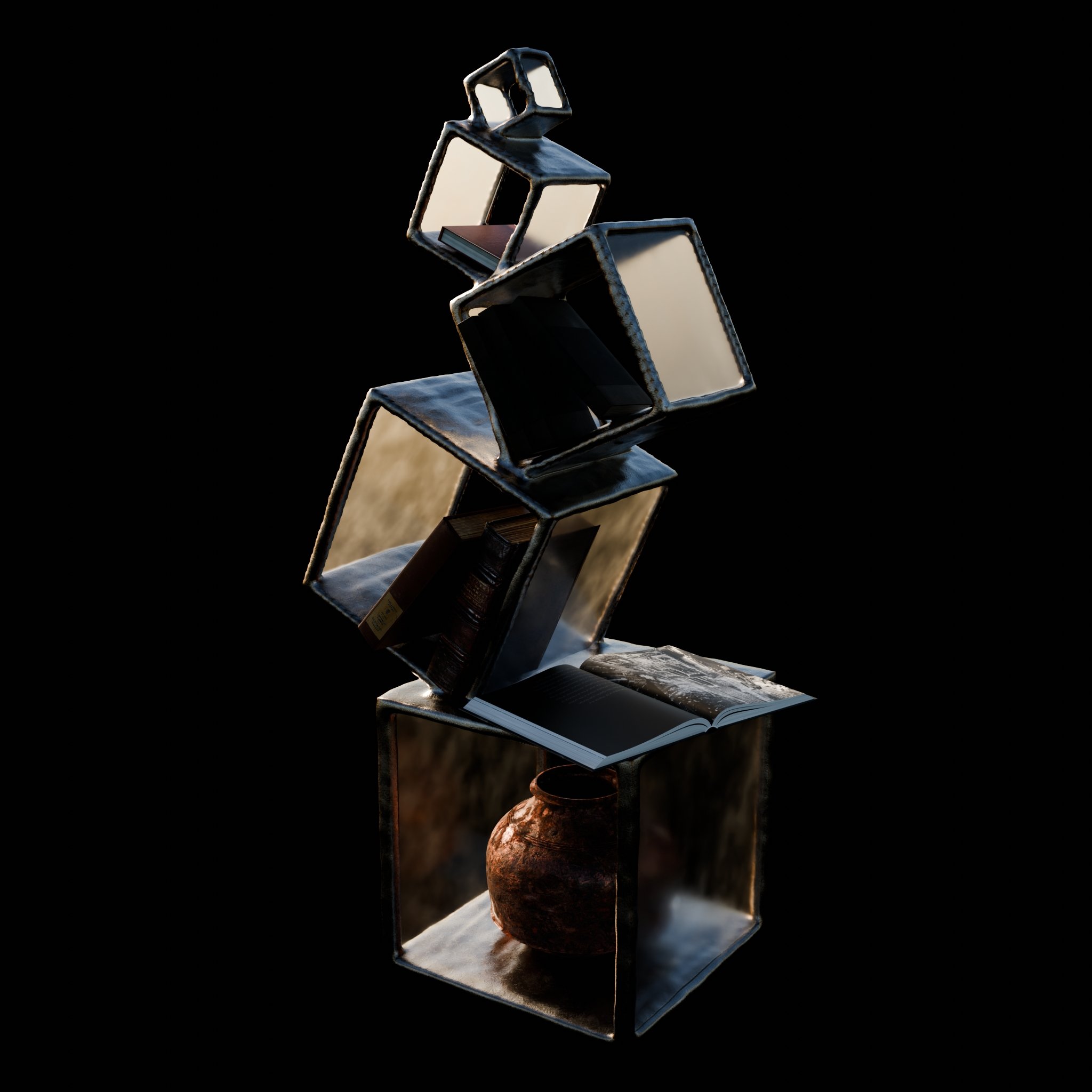 Designer Metal Bookshelf With Windows | FREE Sideboard & Drawers models ...