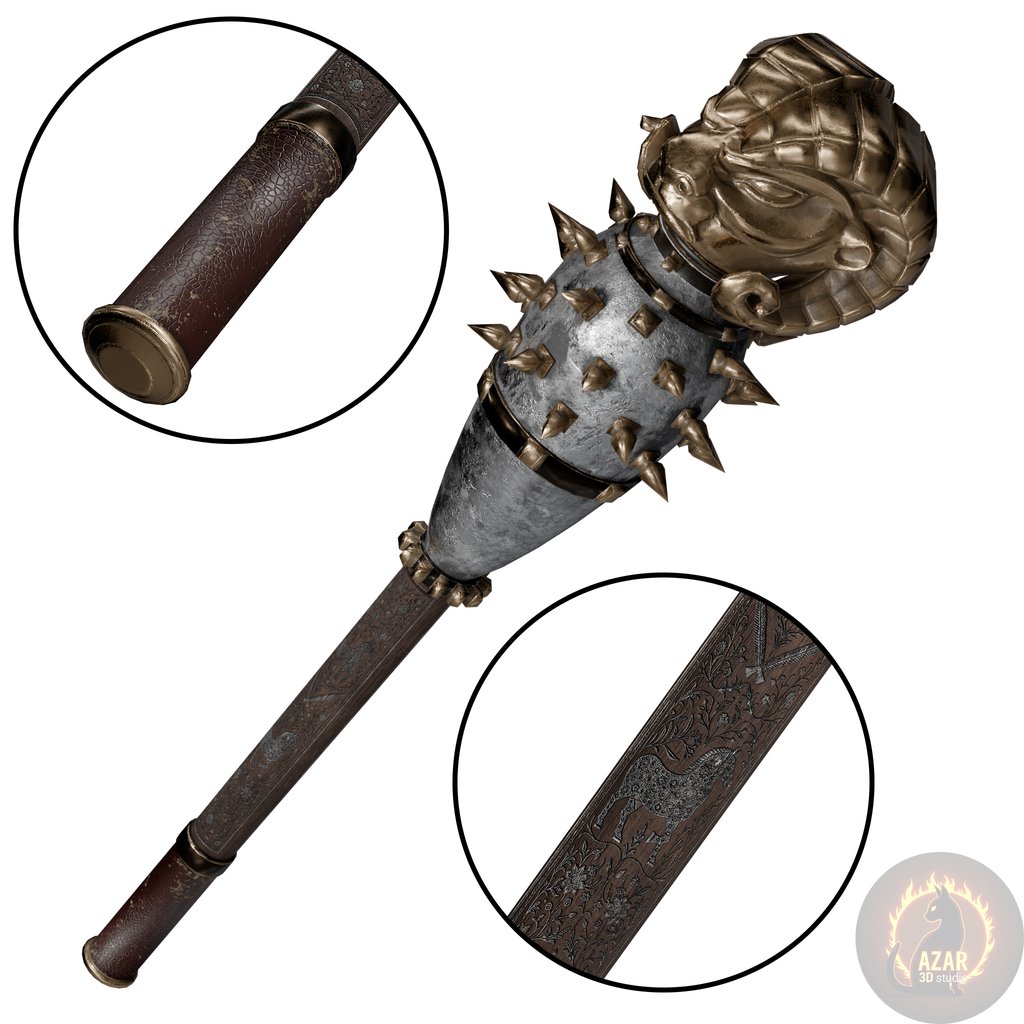 Ram Head War Mace – Bronze & Silver | Historical Weapons models ...
