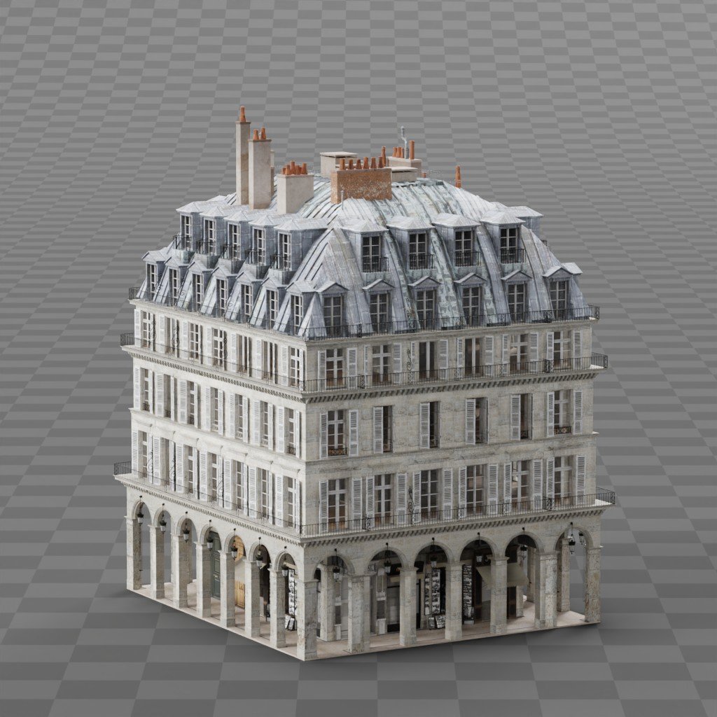 Paris 18th Century Building | Historic Buildings models | BlenderKit