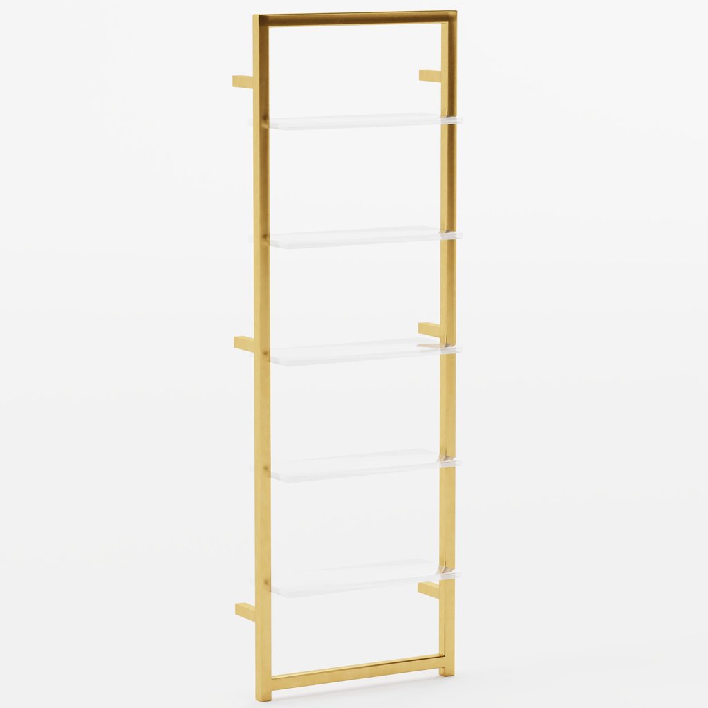 Tesso Brass Metal Wall Mount Bookshelf | Bookcases models | BlenderKit