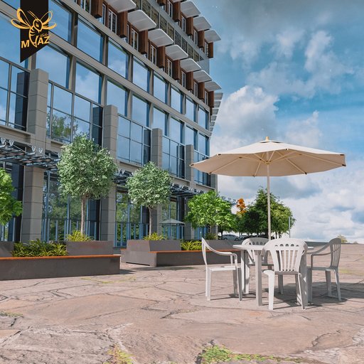 Modern Exterior Plaza Scene | Urban scenes | BlenderKit