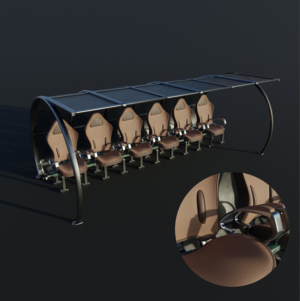 Staff Coach and reserve benches | Sport models | BlenderKit