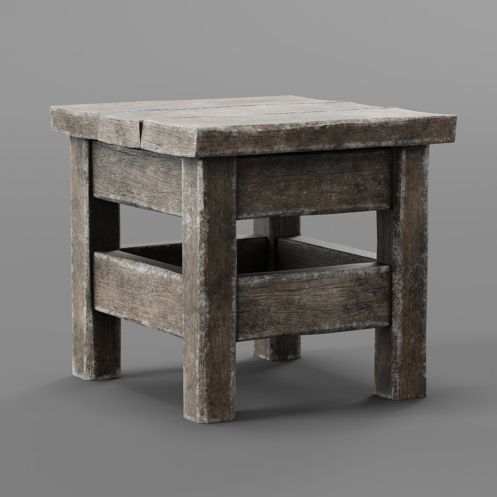 Wooden stool | Chairs models | BlenderKit