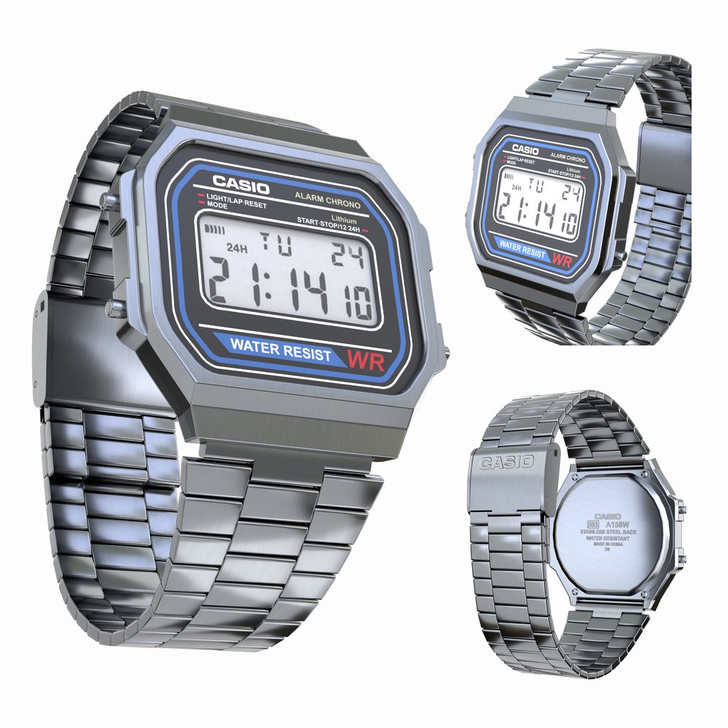 Classic Casio Watch Silver | Clocks models | BlenderKit