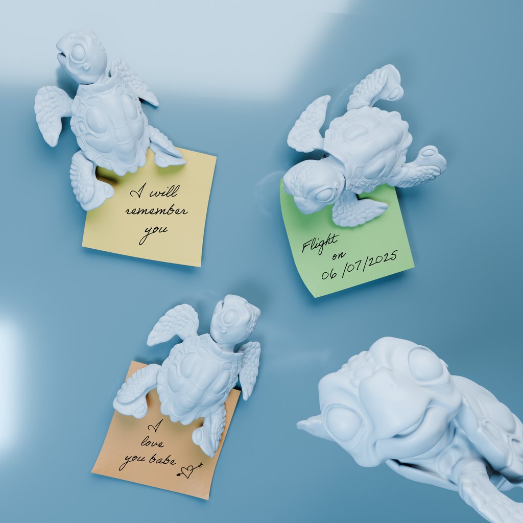 Cute sea turtle fridge magnet | FREE Holders printables | BlenderKit