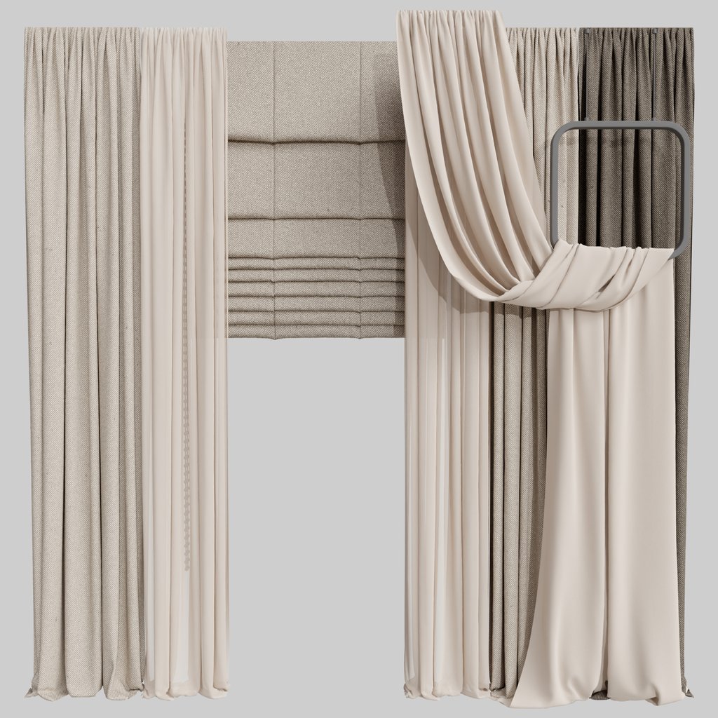 Silk and Cotton Curtain | Curtains models | BlenderKit
