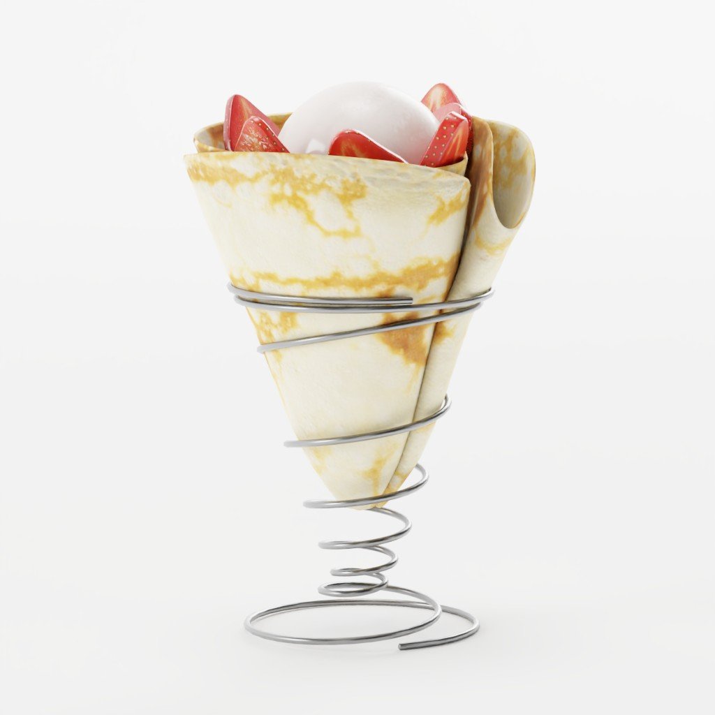 Strawberry Crepes | 3D Sweets/Dessert models | BlenderKit
