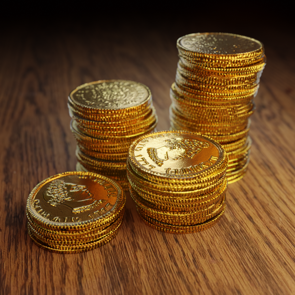 Stacks of Gold Coins | FREE Money models | BlenderKit