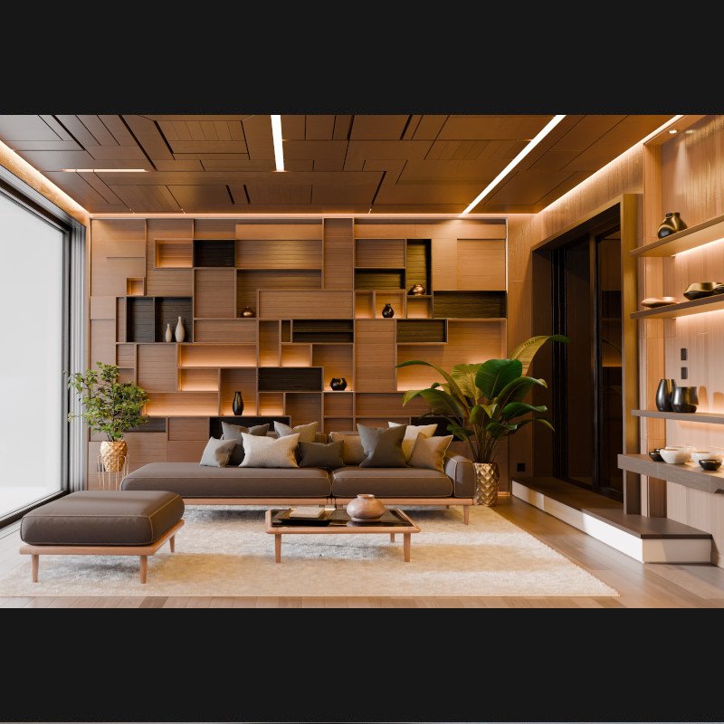 Modern Abstract Living Room | Interior scenes | BlenderKit