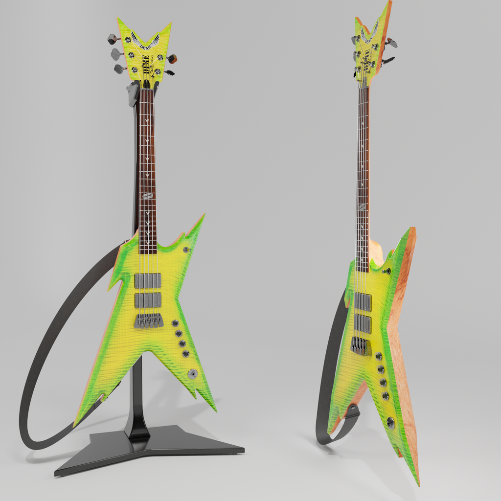 DEAN DIME Razorback yellow | FREE Musical Instruments models | BlenderKit