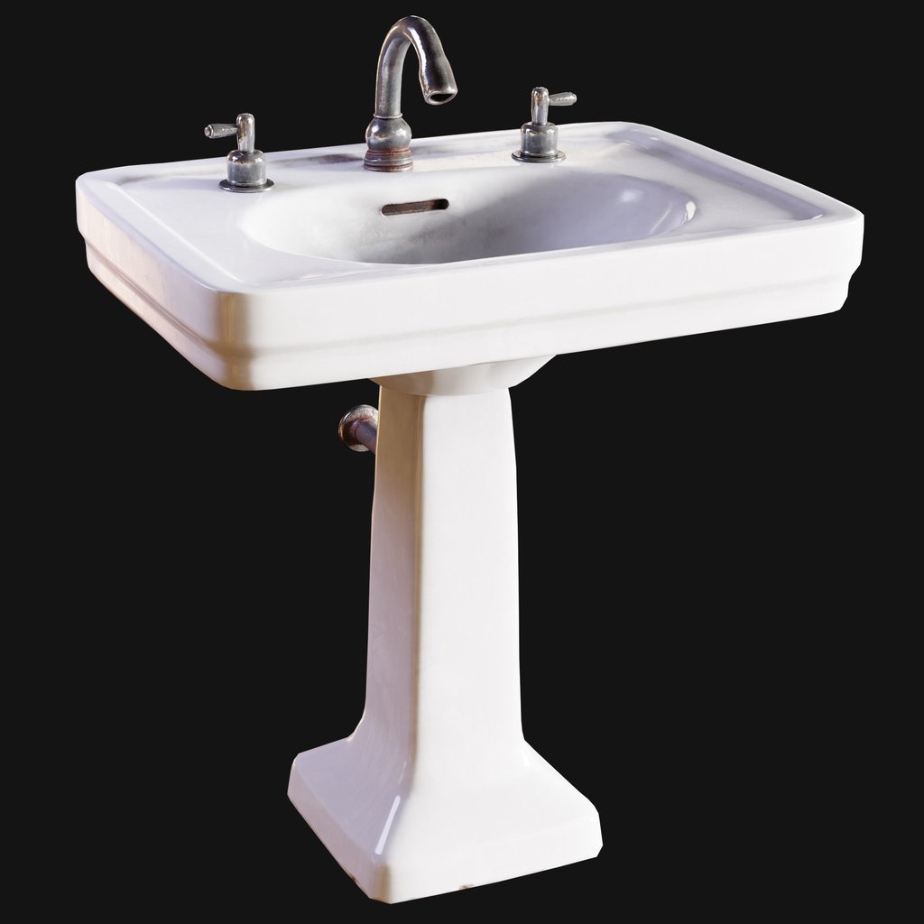 Antique Pedestal Sink | Bathroom Faucets models | BlenderKit