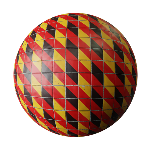 Bold Geometric Tri-Color Tiles | FREE tiles materials | BlenderKit