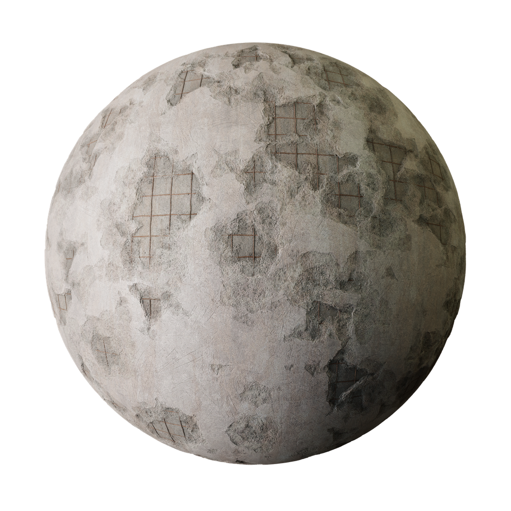 Damaged wall with metal reinforcement | FREE plaster materials | BlenderKit