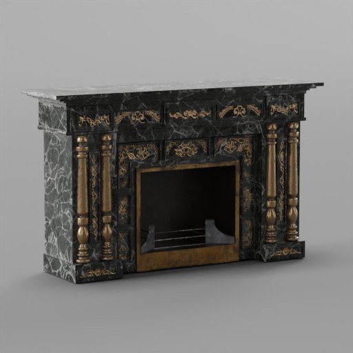 Rococo fireplace 1870 | Fireplaces models | BlenderKit