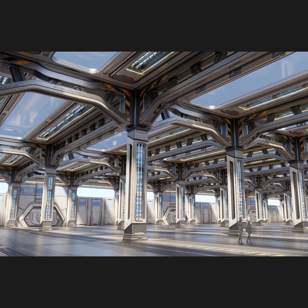 Sci-Fi Warehouse / Hall | Industrial scenes | BlenderKit