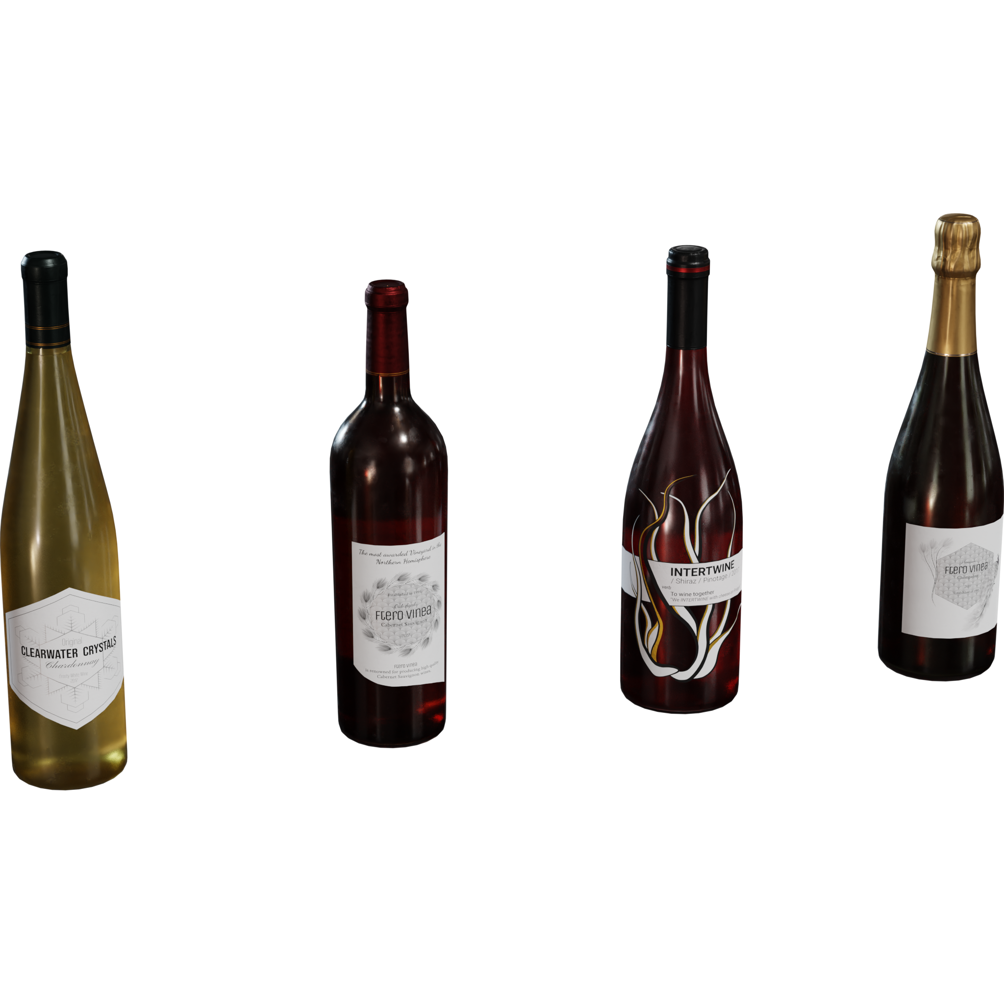 Wine Bottles 01 | FREE Beverages models | BlenderKit