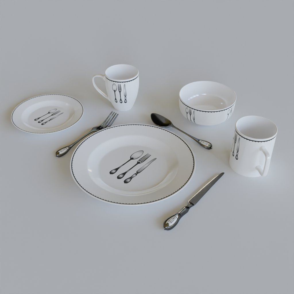 Dinning Set | FREE Tableware Sets models | BlenderKit