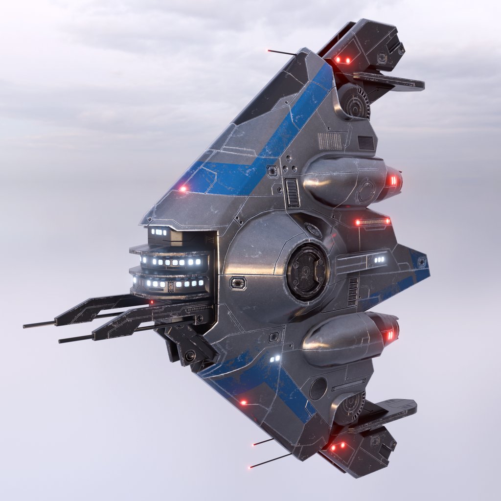 Scifi SpaceShip Cruiser | Military Aircraft models | BlenderKit