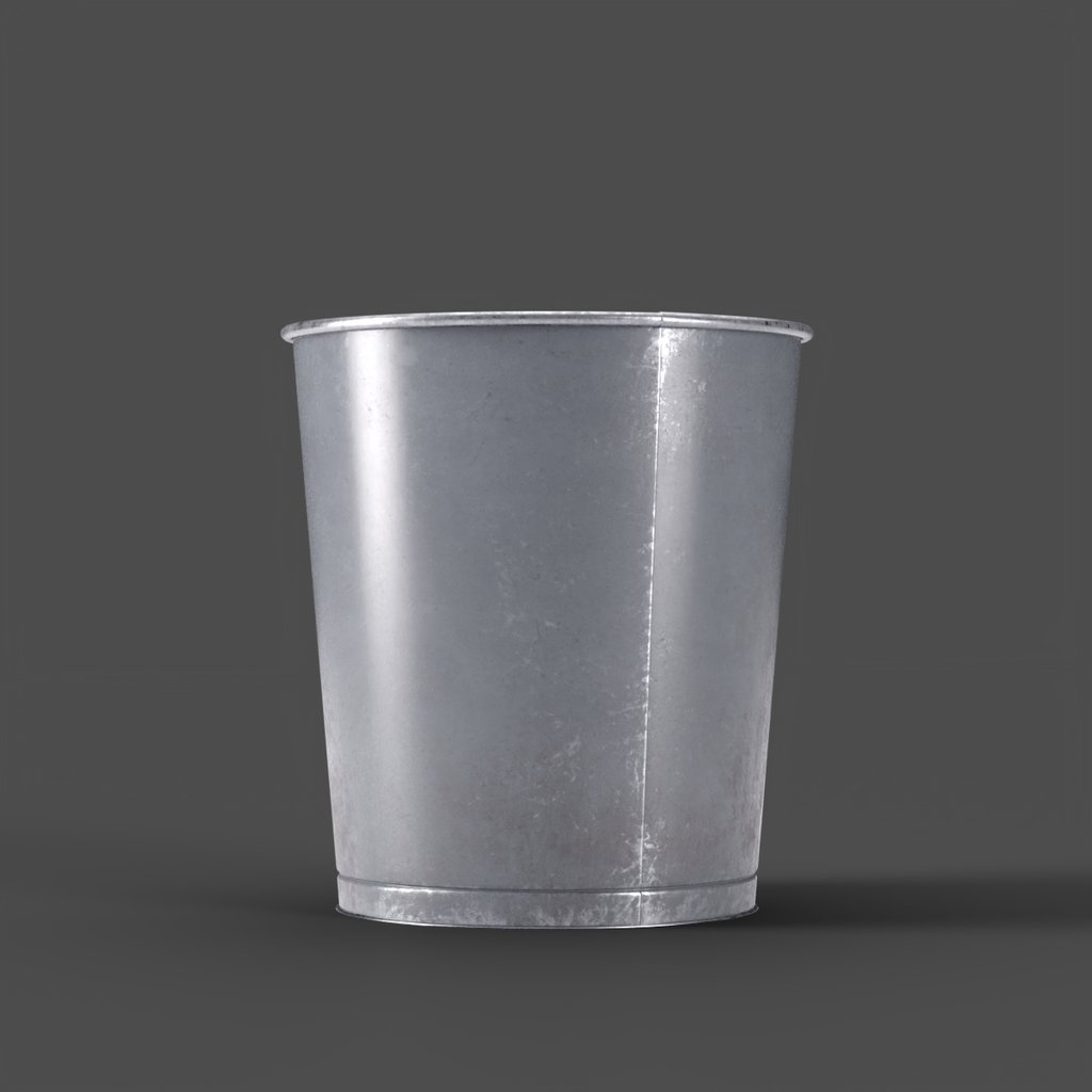Metal Office Trash Can | FREE Interior Design models | BlenderKit