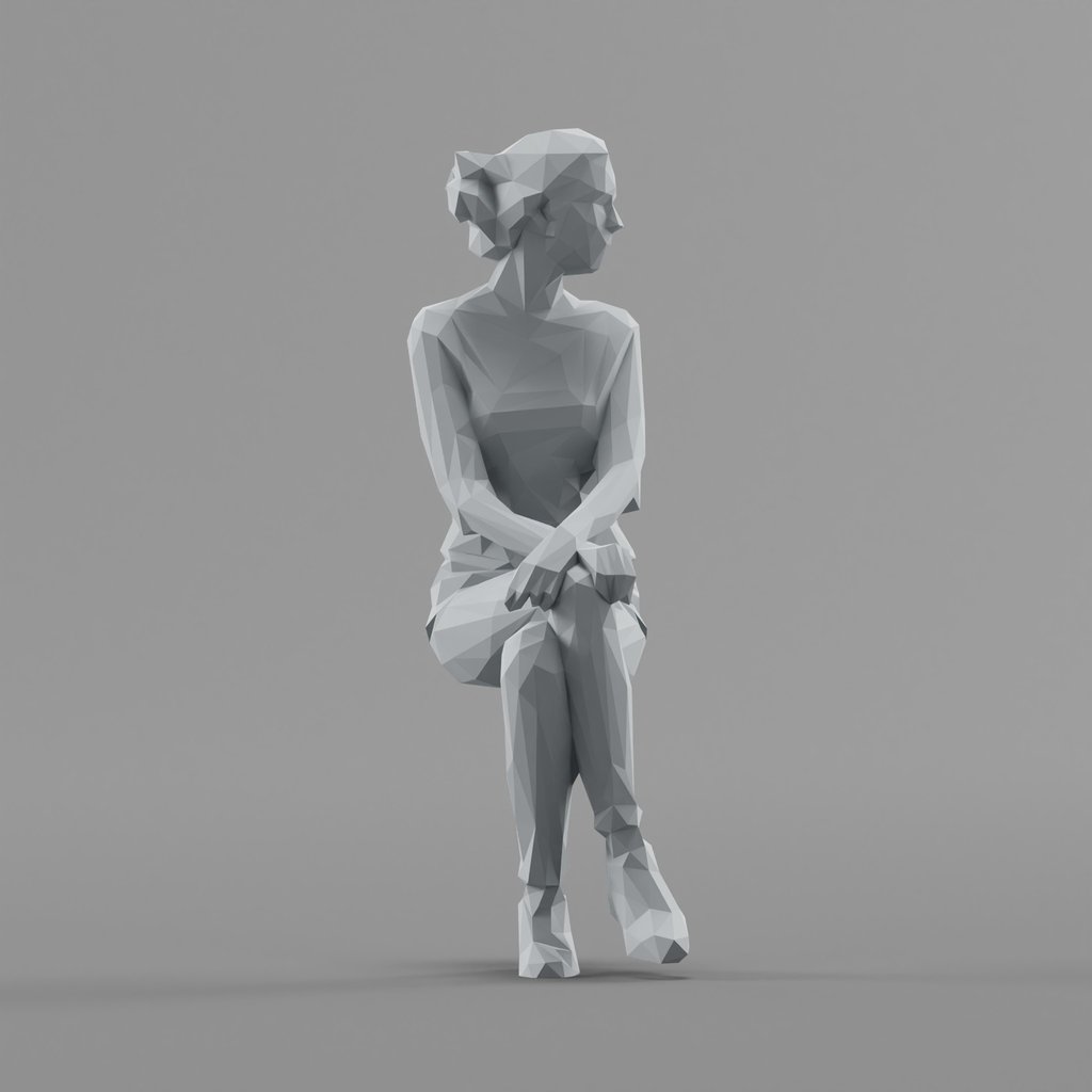 Lowpoly Female Sitting | Women models | BlenderKit