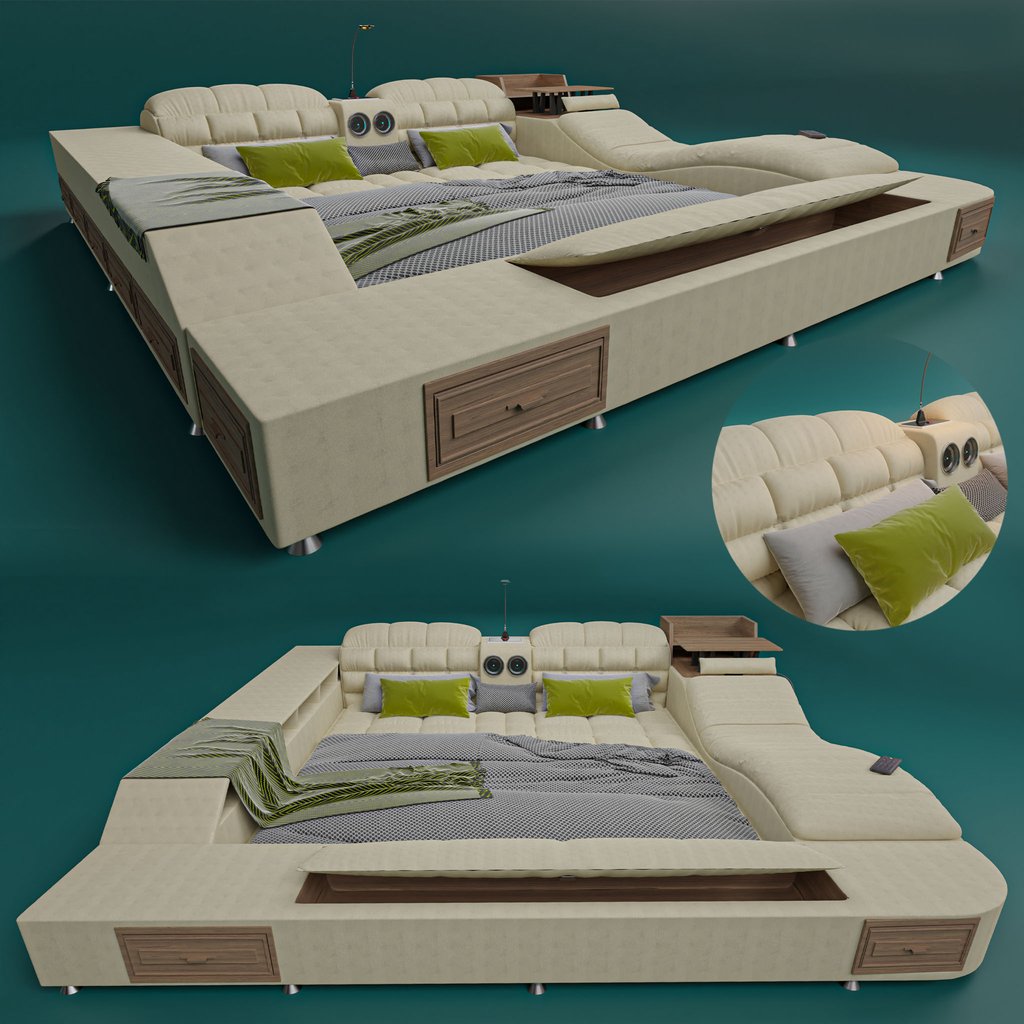 Soft modern bed | FREE Beds models | BlenderKit