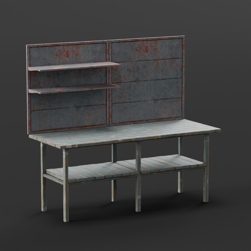 Workshop table with tool boards | Industrial Equipment models | BlenderKit