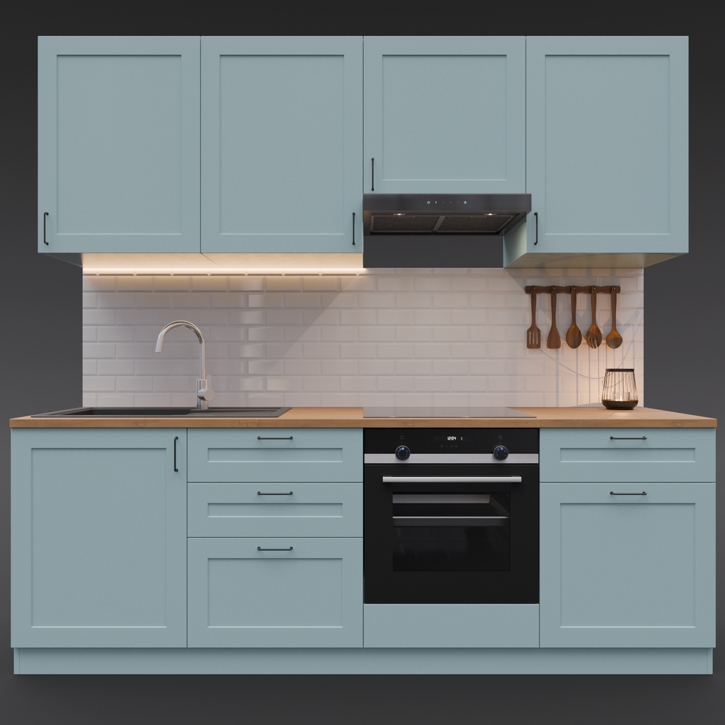 Cozy Blue Kitchen | Kitchen Sets models | BlenderKit