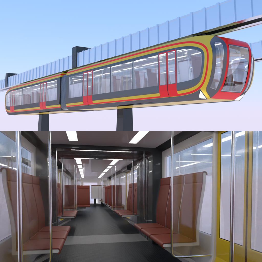 Elevated train concept | Passenger Trains models | BlenderKit