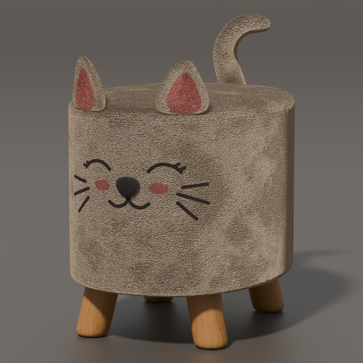 Children's ottoman cat | FREE Poufs models | BlenderKit