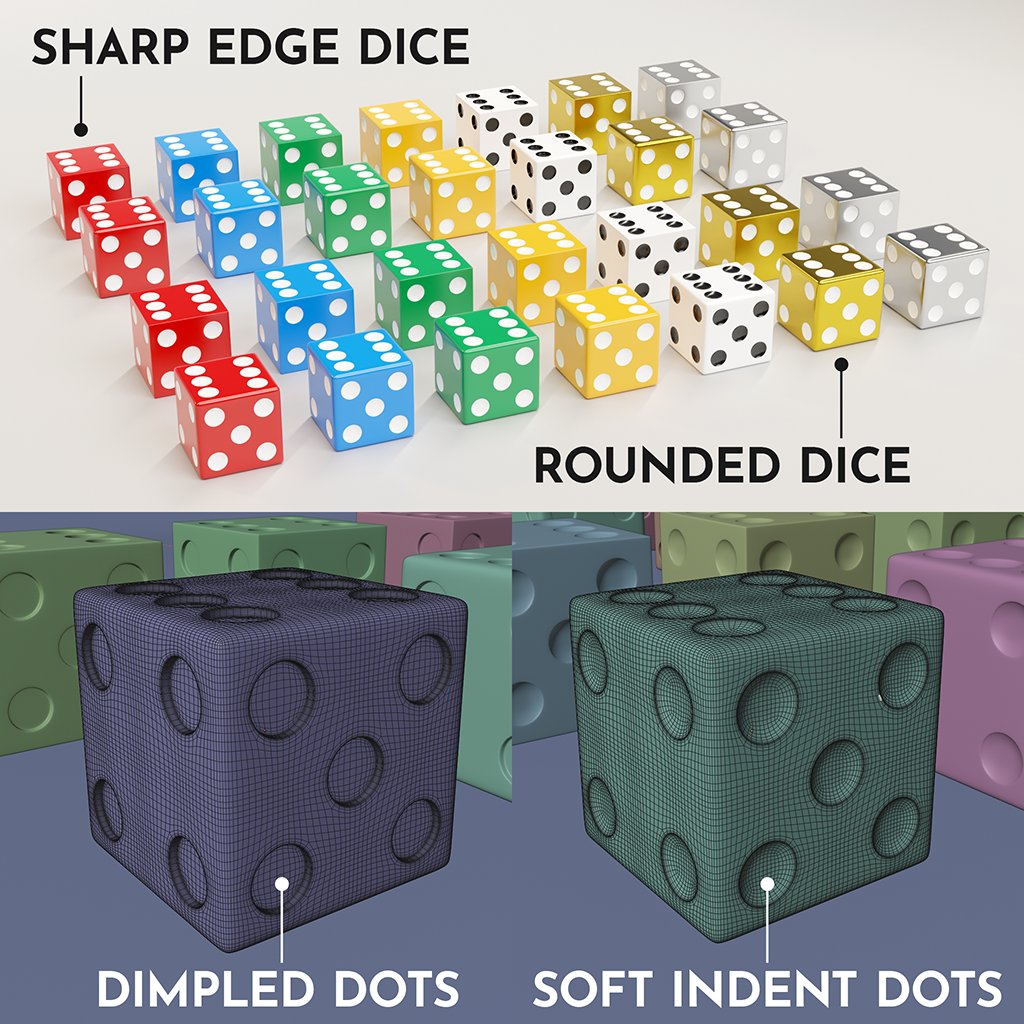 A collection of 19mm dice in two styles and seven looks. | Hobby ...
