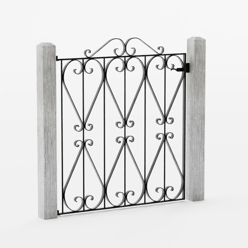 Garden Gate - Wrought Iron Scrolls | Doors models | BlenderKit