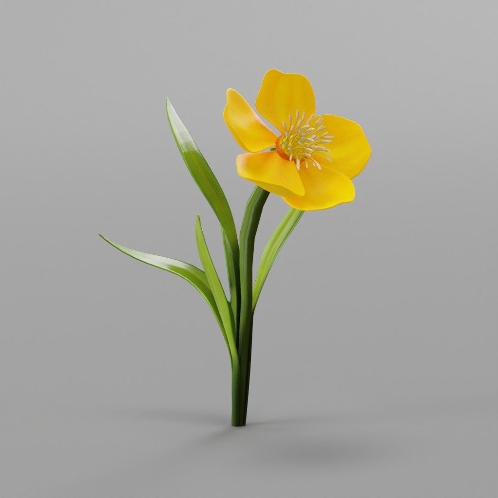 BlenderKit | Download the FREE Yellow Flower model