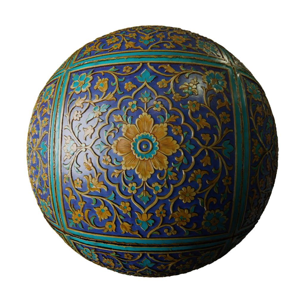 Antique Floral Design Embossed Tile | FREE tiles materials | BlenderKit