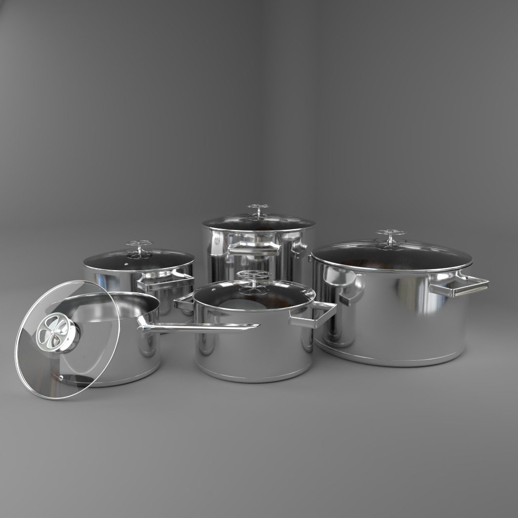steel_cookware_set | FREE Kitchenware models | BlenderKit