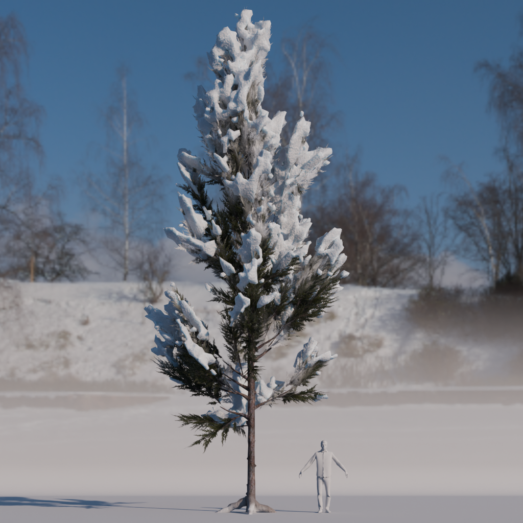 Snow Pine Low Poly | Trees models | BlenderKit