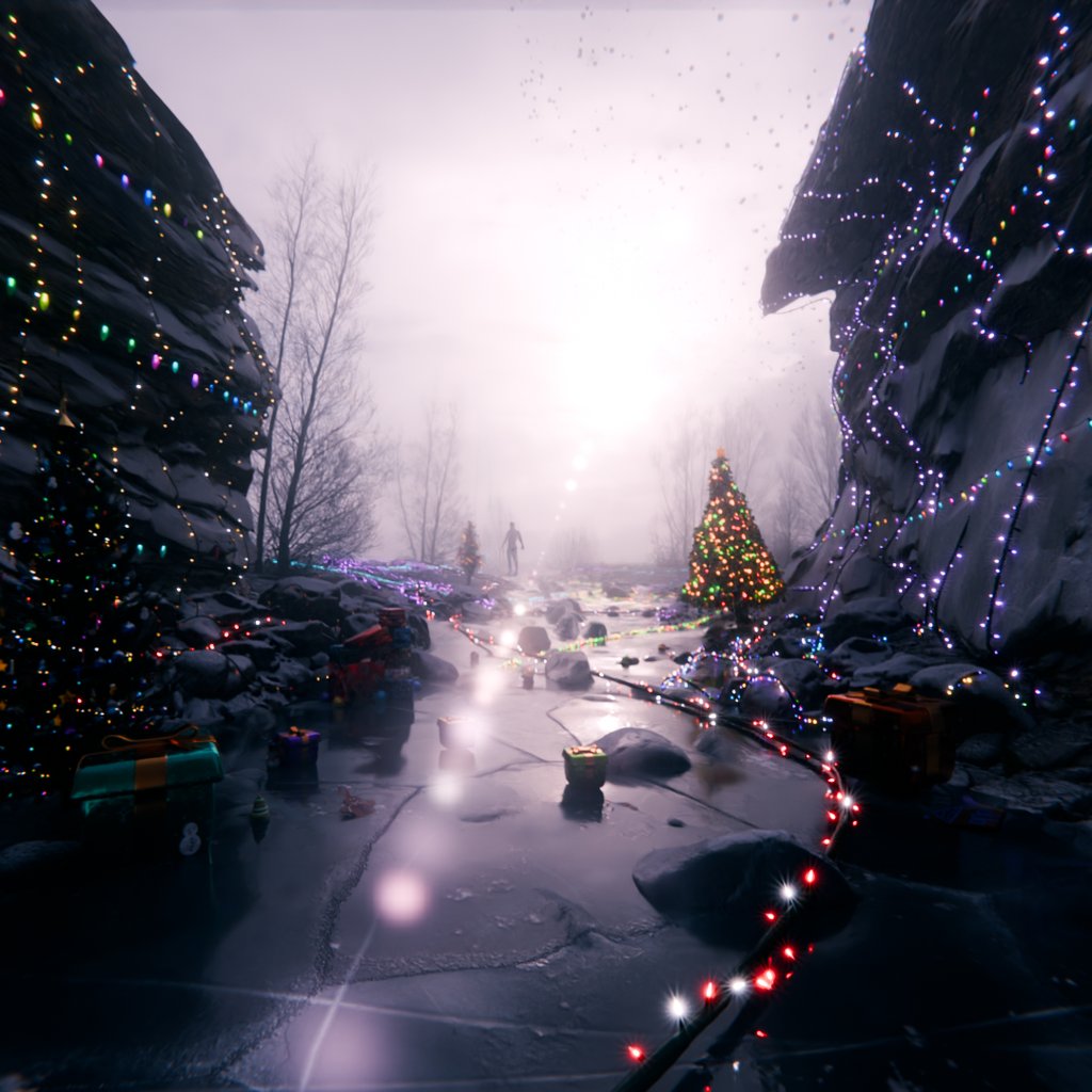 Foggy Christmas Canyon Scene | Holidays scenes | BlenderKit